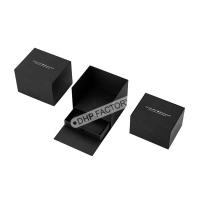 China Luxury High Quality Custom Logo Black Rigid Cardboard Paper Gift Packaging Single Watch Box Caja De Regalo Para Reloj for sale