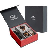 China Custom Magnetic Book Shape Watch Packaging Box Rigid Cardboard Gift Case with Soft Watch Pillow Insert Orologe Foldable Box Gift for sale