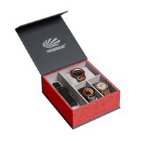 China Custom Magnetic Book Shape Watch Packaging Box Rigid Cardboard Gift Case with Soft Watch Pillow Insert Orologe Foldable Box Gift for sale
