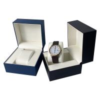 China Custom Luxury Watch Packaging Box Flip Top Rigid Cardboard Case with Hinge Strip and Watch Pillow Insert for sale