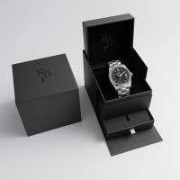 China Luxury Watch Box Set Three Pieces Including Flip Top Box Drawer Box and Lid and Base Box Custom Rigid Cardboard Packaging for sale