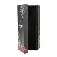 China Custom Premium Brandy Gift Black Magnetic Closure Box with EVA Tray Foil Logo for sale