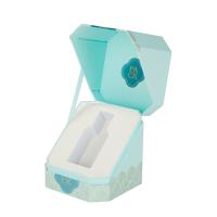China Premium Polygon-shaped Green Flip-Top Perfume With White EVA Tray Stamp Logo for sale