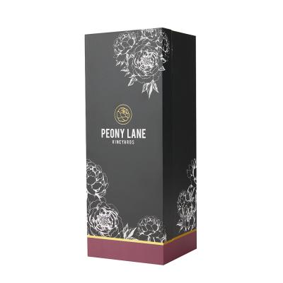 China Custom Premium Brandy Gift Black Magnetic Closure Box with EVA Tray Foil Logo for sale