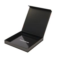 China Custom Scarf Gift Box Paper Cardboard Black Magnetic Box With Glossy Lamination for sale