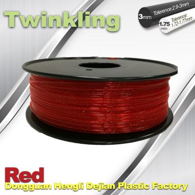 China Twinkling 3D Printer Filament 1.75mm Red PLA 1.0kg Spool Shiny Glitter Surface for sale