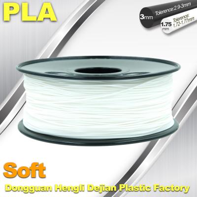 China Soft PLA 3D Printer filament., 1.75 / 3.0mm, White Color for sale