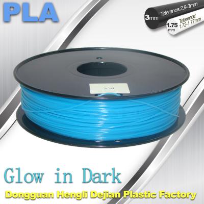 China Glow in the Dark PLA 3D Printer Filament 1.75mm 1KG Spool Blue Green for sale