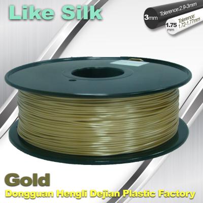China Polymer Composite 3D Printer Filament 1.75mm/3.0mm Gold Silk-like Finish with 200-220°C Print Temperature for sale