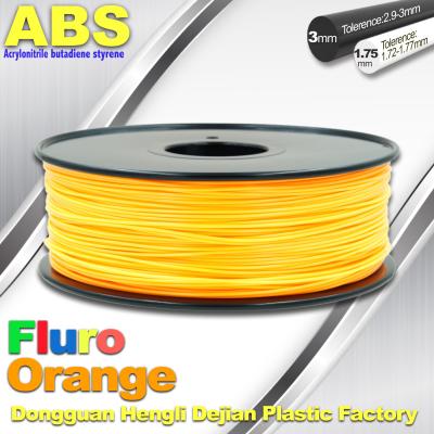 China Eco Friendly ABS 3D Printer Filament 1.75mm Fluro Orange - 230-270°C Printing Temperature, 1KG Spool for sale