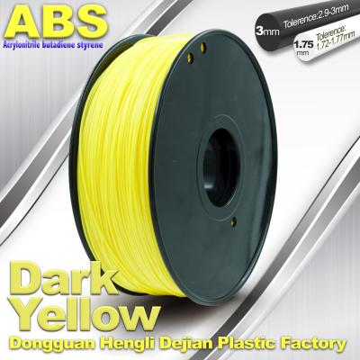 China Dark Yellow ABS 3D Printing Filament 1.75mm & 3.0mm with 230-270°C Print Temperature for sale
