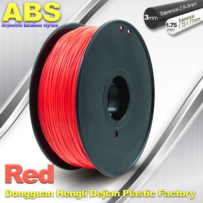 China 1.75mm & 3.0mm ABS 3D Printer Filament Red - 230-270°C Print Temperature, 1kg Spool for sale