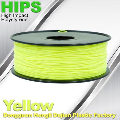 China Yellow HIPS 3D Printer Filament 1.75mm - 230-270°C Print Temperature, 1kg Spool for MakerBot & RepRap for sale