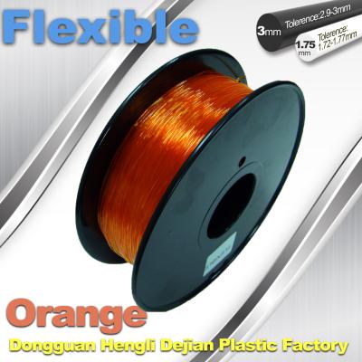 China Orange TPU Flexible 3D Printer Filament 1.75mm/3.0mm 1.0KG Roll with 200-220°C Print Temperature for sale