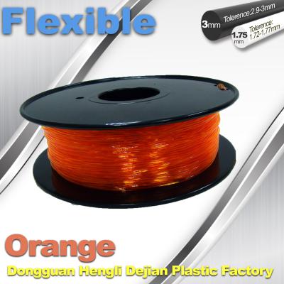 China Orange Flexible TPU 3D Printer Filament 1.75mm & 3.0mm with 200-220°C Print Temperature and 0.8kg Spool for sale