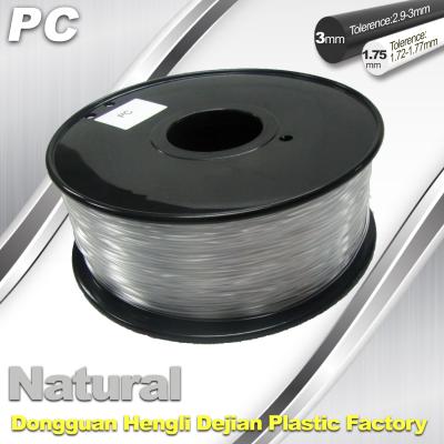 China PC Filament 1.75mm & 3.0mm 3D Printing Material with 125℃ Heat Resistance and UV Protection for sale
