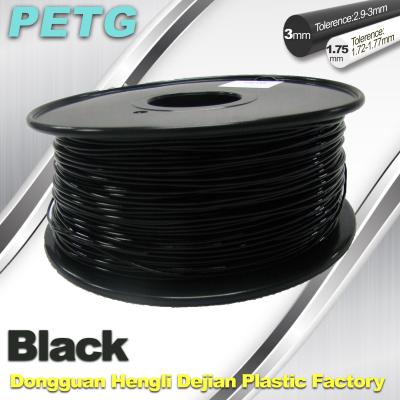 China 1.75mm & 3.0mm PETG Black Filament 1.0KG Roll with 110°C Temperature Resistance for sale