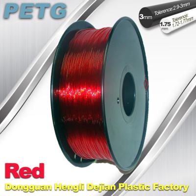 China Red PETG 3D Printing Filament 1.75mm/3.0mm - High Transparency, Acid Resistant, 200-240°C Print Temperature for sale
