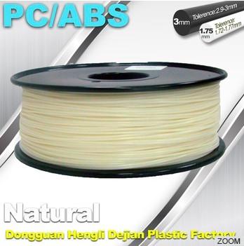 China Natural Color 1.75mm PC/ABS 3D Printer Filament 1.3kg Spool High Strength for sale