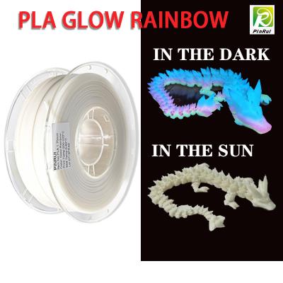 China PINRUI Glow Rainbow PLA 1.75mm 1kg 3D Printer Filament Glow in Dark White Multicolor for sale