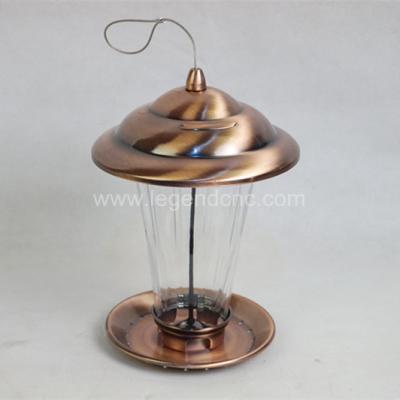 China Vintage Style Hanging Wild Bird Feeder Steel Glass Material Rust Resistance for sale