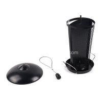China 2 In 1 Black Hanging Wild Bird Feeder Caged Tube Type Stainless Steel Material for sale