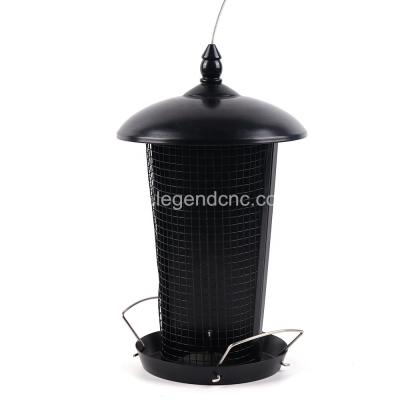 China 2 In 1 Black Hanging Wild Bird Feeder Caged Tube Type Stainless Steel Material for sale