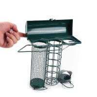 China Multifunction Hanging Wild Bird Feeder 3 In 1 Iron Art With High Seed Capacity for sale