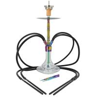 China Rainbow Color 4 Holes Shisha , Anodizing Surface Treatment Argileh for sale