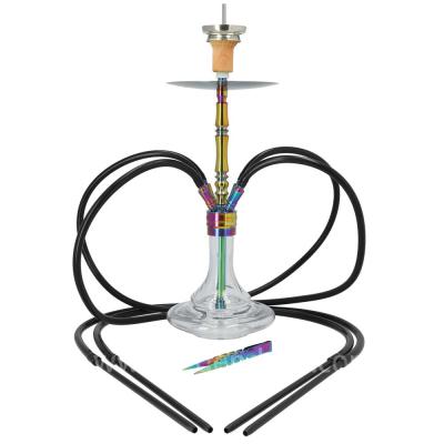 China Rainbow Color 4 Holes Shisha , Anodizing Surface Treatment Argileh for sale