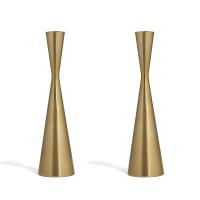 China Powder Coating Home Candle Holders Set Of 3 Gold Finish Metal Taper for sale