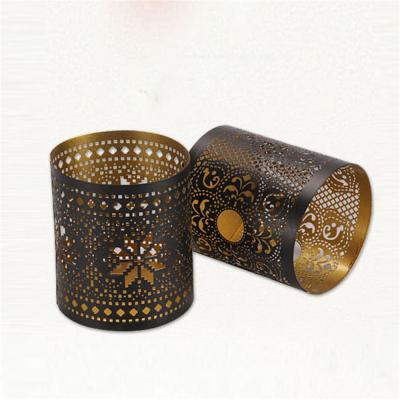 China Steel Metal Stamping Service Custom Shape With Star And Blank Hollow Out Round Tealight Candle Holder for sale