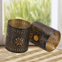 China Steel Metal Stamping Service Custom Shape With Star And Blank Hollow Out Round Tealight Candle Holder for sale