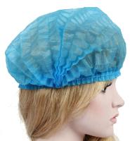 China Double Elastic Disposable Hair Net Cap Round Cap Spun-Lace Non-Woven Fabric for sale
