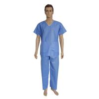 China SMS V Shape Disposable Patient Scrub Suit 35gsm Biodegradable Medical for sale