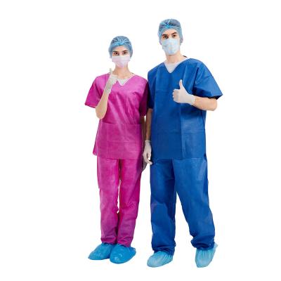 China PP / SMS Disposable Lab Coat Suits Gown Coverall Polypropylene Medical Uniforms for sale