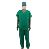 China SMS V Shape Disposable Patient Scrub Suit 35gsm Biodegradable Medical for sale