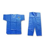 China SMS V Shape Disposable Patient Scrub Suit 35gsm Biodegradable Medical for sale