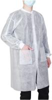 China Nonwoven Disposable Lab Coat 50gsm PP / SMS Visiting With Knitted Cuff for sale