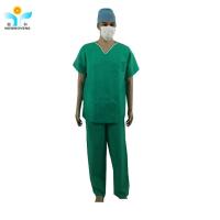 China High Breathability Medical Scrub Suit Zipper Closure With Collar Individual Packaging for sale