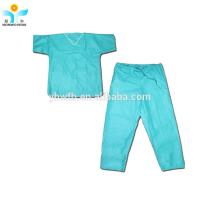 China SMS No Washing Disposable Scrub Protective Suit Soft Nonwoven Fabric With Pockets 50gsm for sale