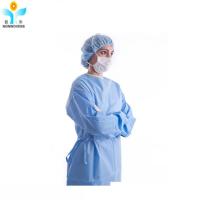 China SMS Fabric Disposable Surgical Gown Heat Sealing Reinforced Sterile for sale