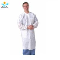 China Customized Disposable Lab Coat Navy Blue PP SMS OEM Approved With Button for sale