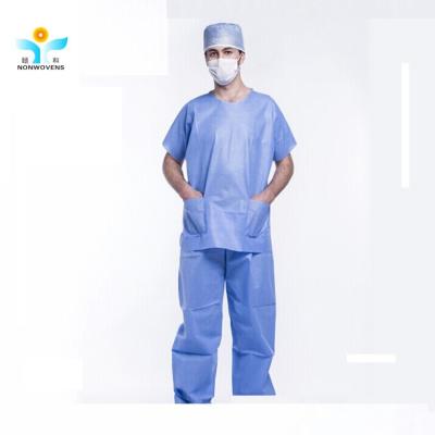China High Breathability Medical Scrub Suit Zipper Closure With Collar Individual Packaging for sale