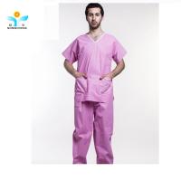 China PP SMS Disposable Patient Suits Separate Drawstring Waist For Hospital Uniform for sale