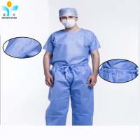 China PP SMS Disposable Patient Suits Separate Drawstring Waist For Hospital Uniform for sale
