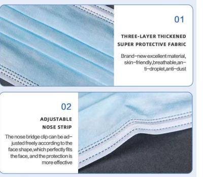 China 17.5*9.5cm 3 Ply Disposable Face Mask For Adult 14.5*7.5cm For Children for sale