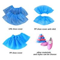China Waterproof Disposable Shoe Covers Feature PP SMS PE CPE CE Certified for sale