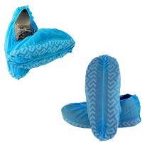China Disposable Shoe Covers White Blue Pink 20 - 40gsm PP SMS PE CPE Plastic for sale