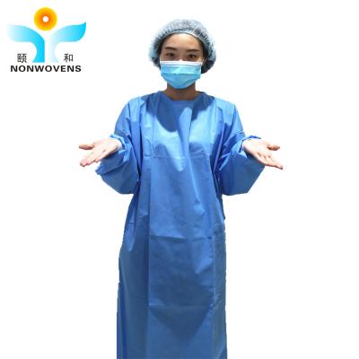 China Disposable Surgical Gown Utrosonic Welding knitted cuff Sterile individual package for sale